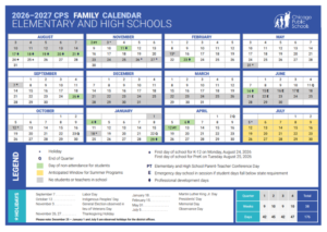 CPS Chicago Public Schools Calendar 2026-2027 Printable PDF